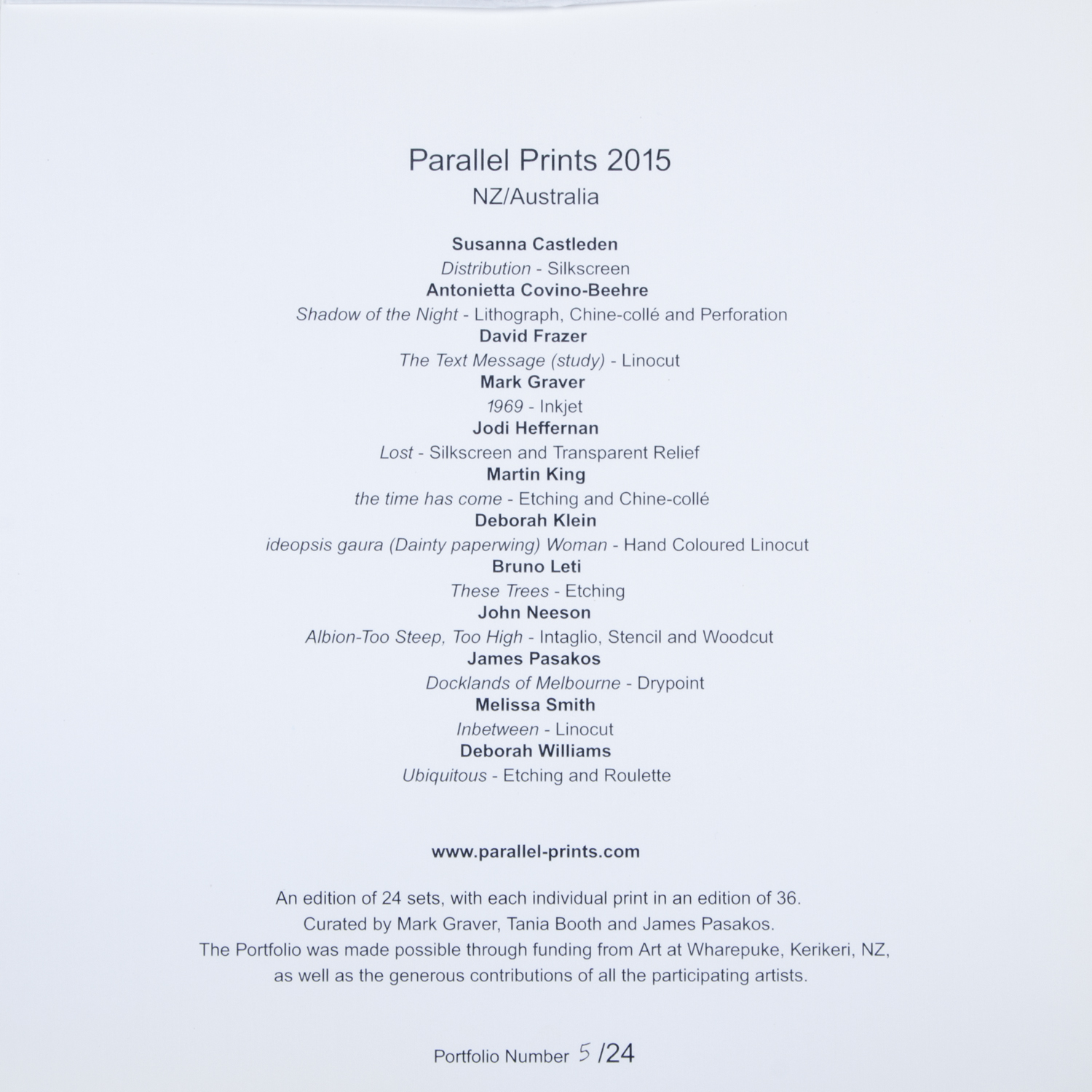 Parallel Prints 2015 - Douglas Stewart Fine Books