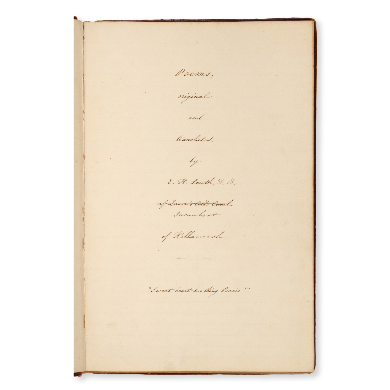 [LA PÉROUSE; BOTANY BAY] Poems, original and translated, by E. H. Smith ...