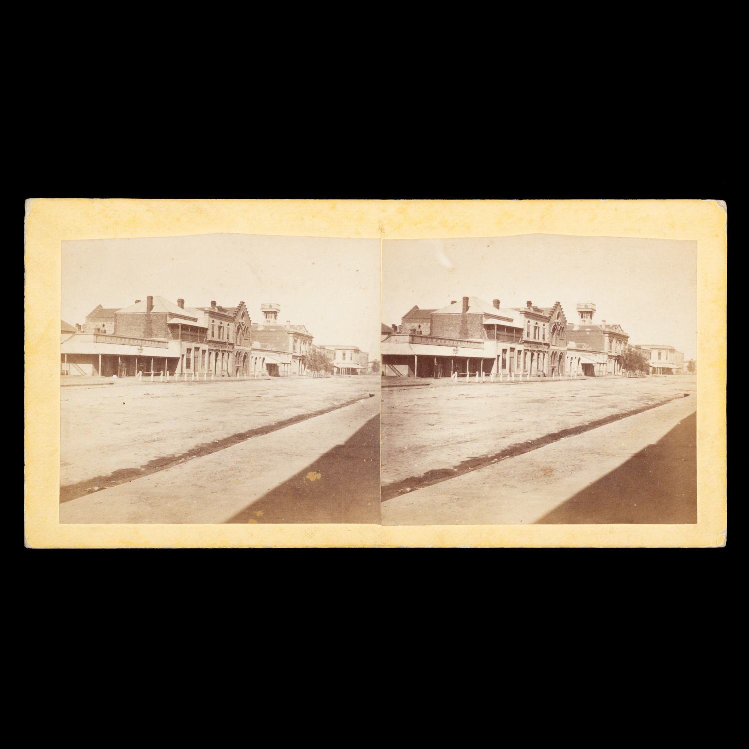 A pair of very early stereoview photographs of Adelaide streets, circa ...