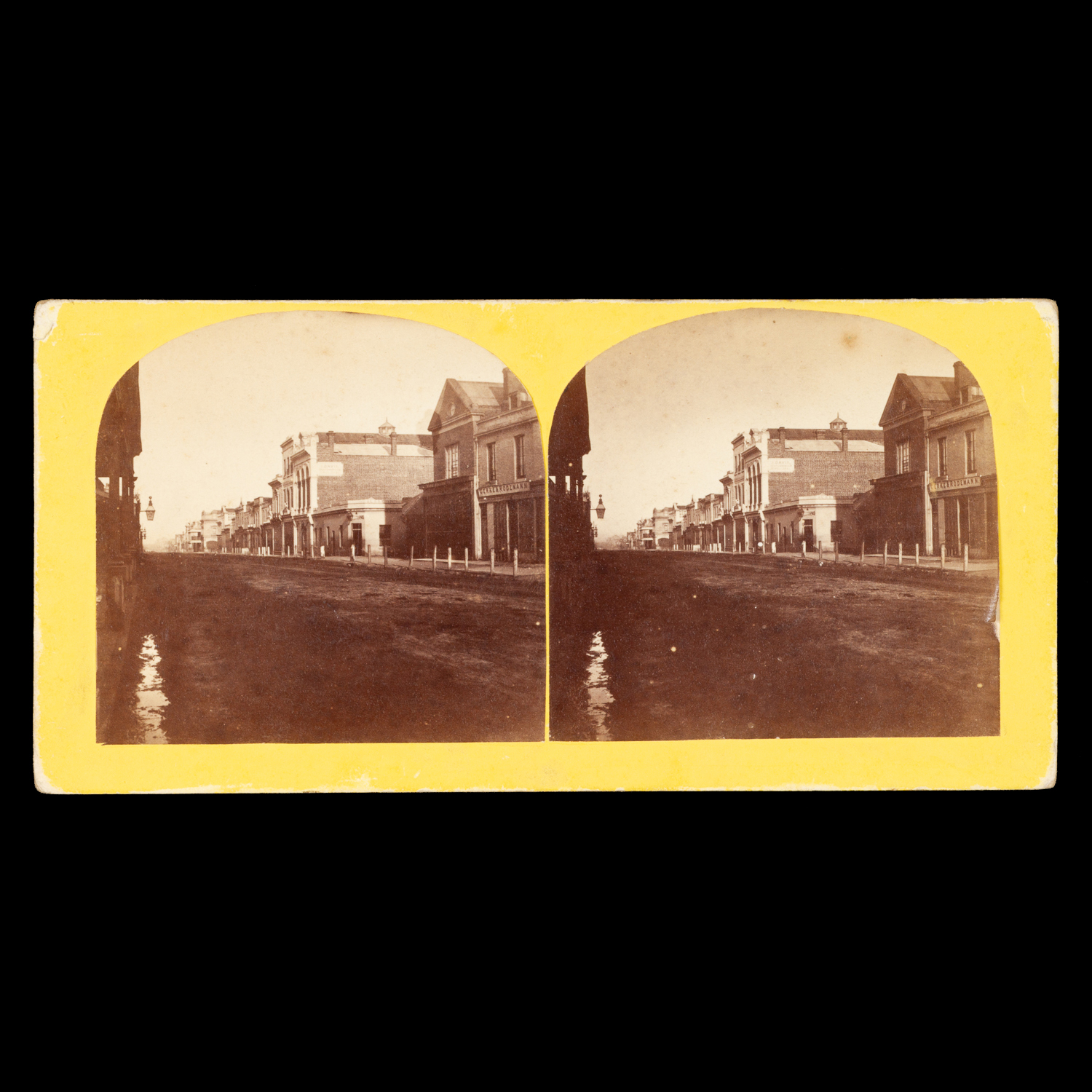 A pair of very early stereoview photographs of Adelaide streets, circa ...