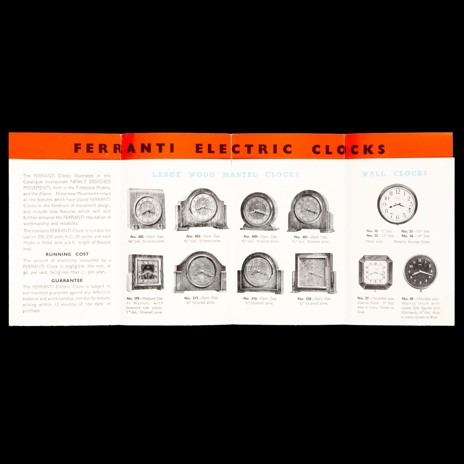 [TRADE CATALOGUE] Ferranti electric clocks - Douglas Stewart Fine Books