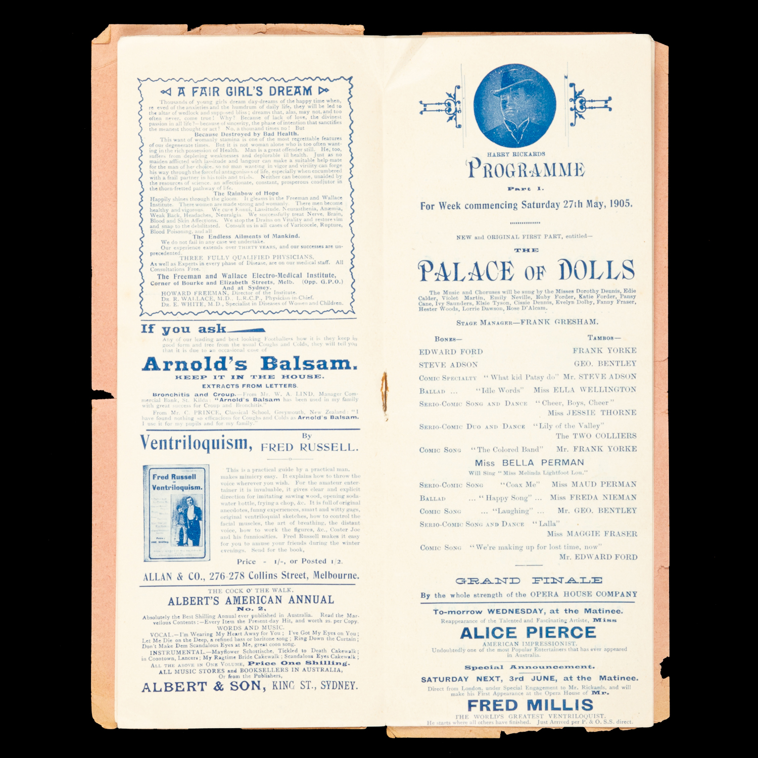 [MELBOURNE; VAUDEVILLE] Harry Rickards Programme. Part 1. For week ...