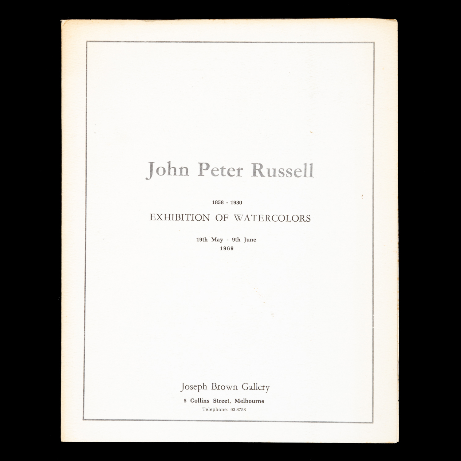John Peter Russell 18858 - 1930. Exhibition of watercolours - Douglas ...