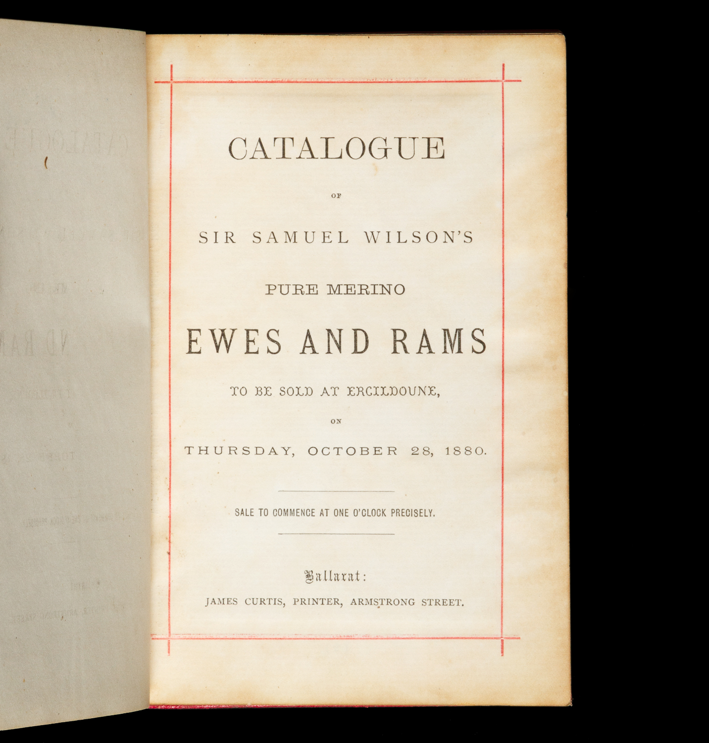Catalogue of Sir Samuel Wilson's pure merino ewes and rams to be sold ...