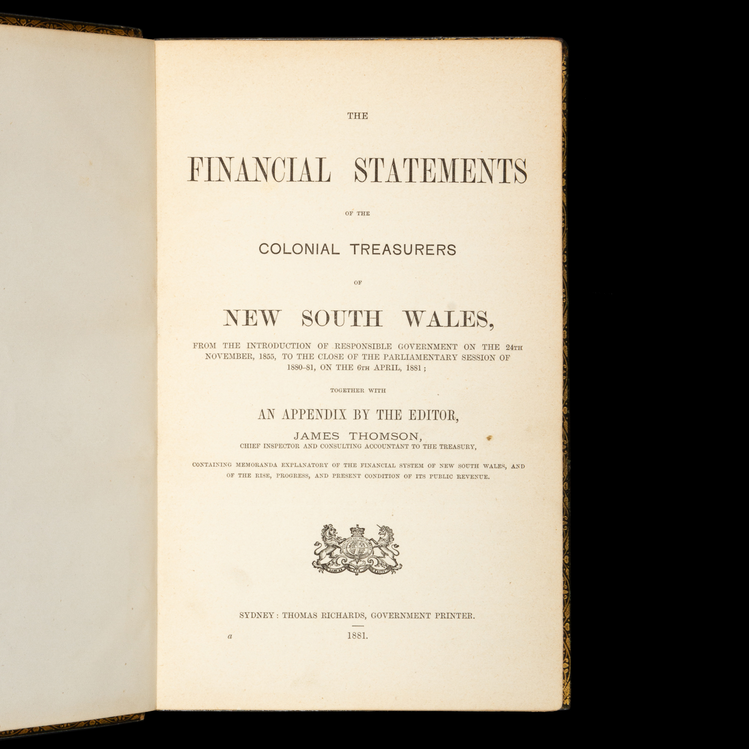 The financial statements of the colonial Treasurers of New South Wales ...