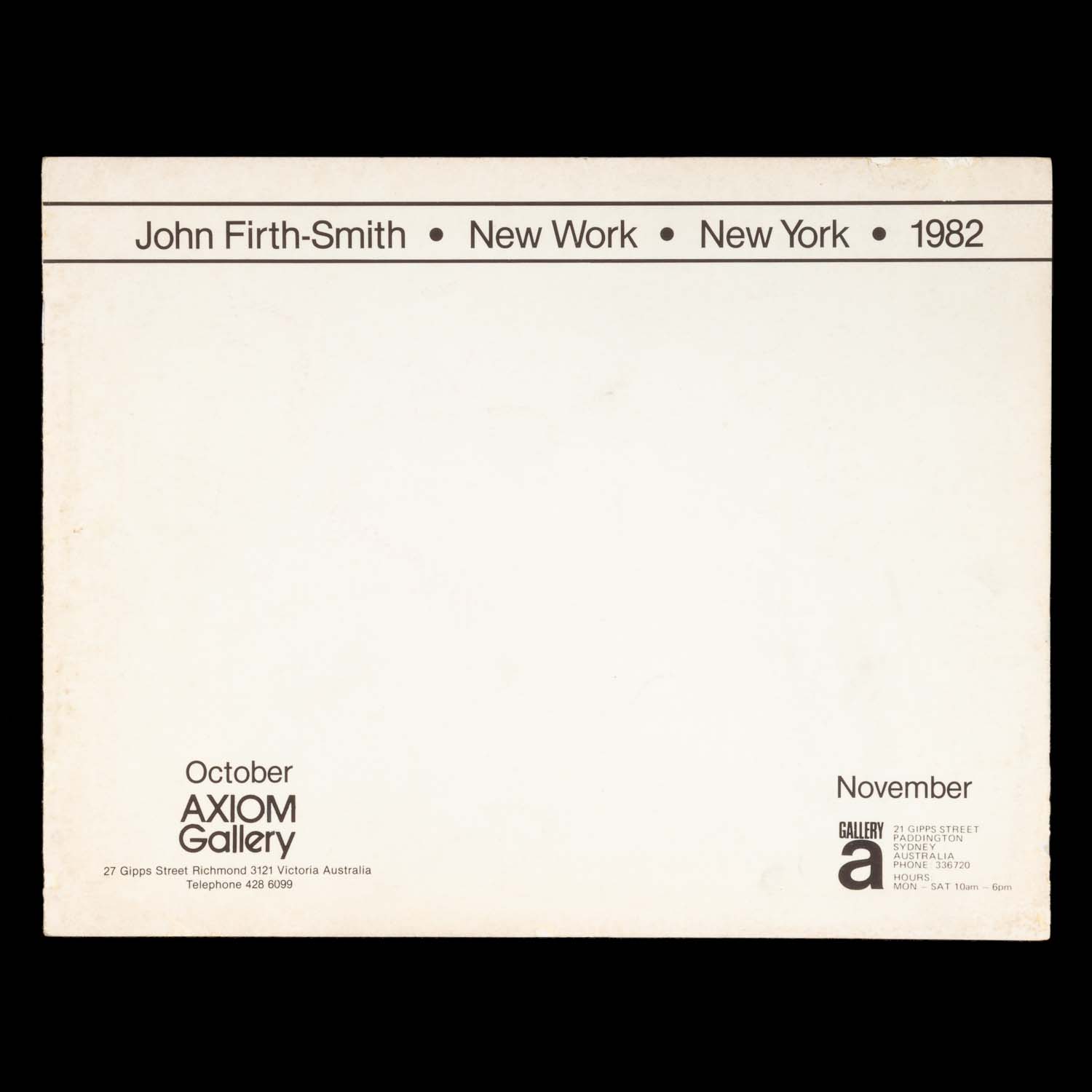 John Firth-Smith : new work. New York 1982 - Douglas Stewart Fine Books